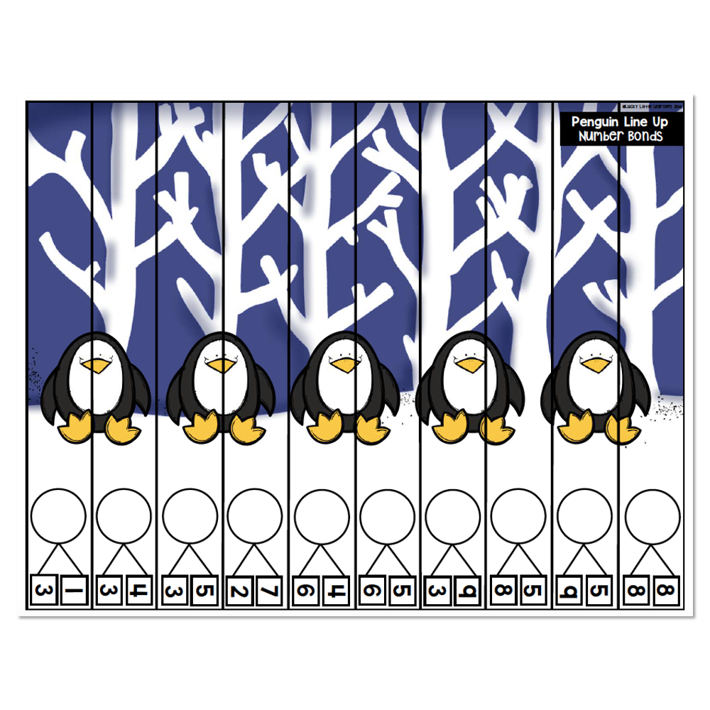 January Math Puzzle - Penguin Line Up - Number Bonds - Lucky Little ...