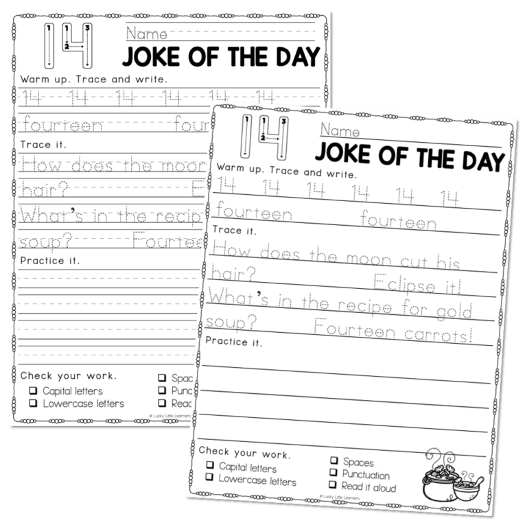 Jokes Handwriting Practice - 14 - Lucky Little Learners
