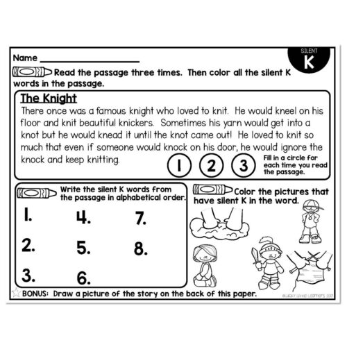 K - Silent Letters Phonics Mats 2nd Grade - Lucky Little Learners