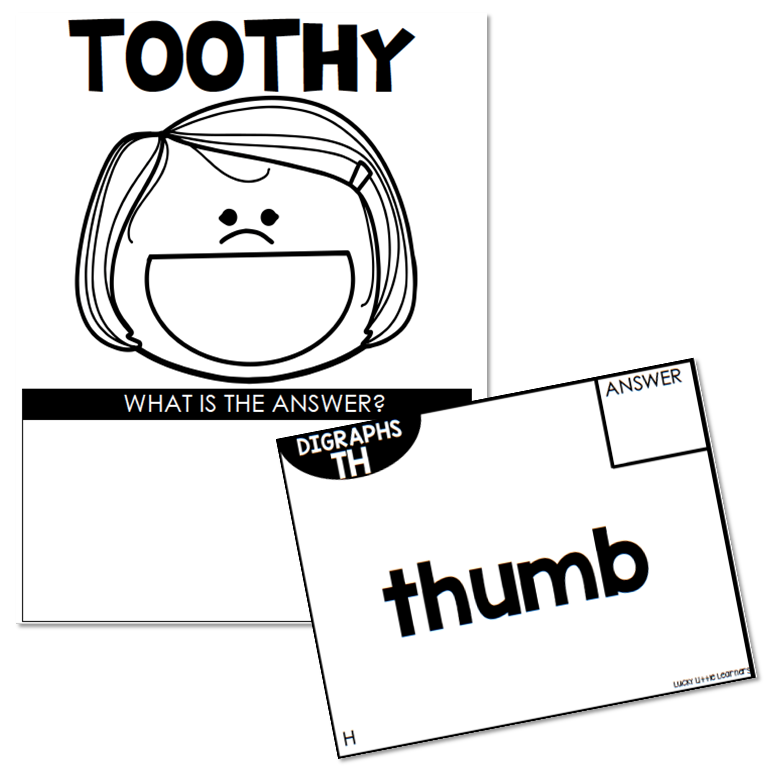 Kindergarten- ELA Toothy Task Cards - Digraph TH - Lucky Little Learners