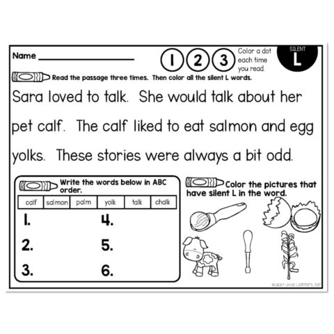 L - Silent Letters Phonics Mats 1st Grade - Lucky Little Learners