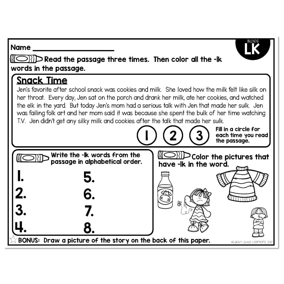 LK - Blends Phonics Mats 2nd Grade - Lucky Little Learners