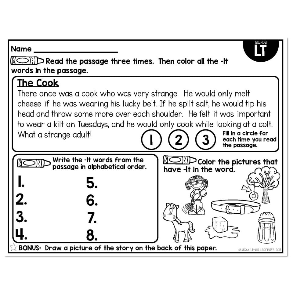 LT - Blends Phonics Mats 2nd Grade - Lucky Little Learners