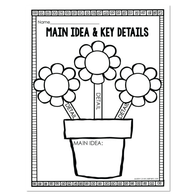 Main Idea and Details Activities - Student Anchor Chart 1 (flowerpot ...