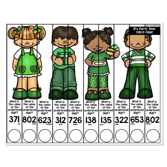 March Math Puzzle - It's Party Time - Place Value 2 - Lucky Little Learners