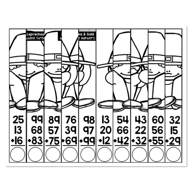 March Student Scrambled Math Puzzle - Leprechauns and Gold - Adding ...