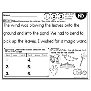 ND - Blends Phonics Mats 1st Grade - Lucky Little Learners