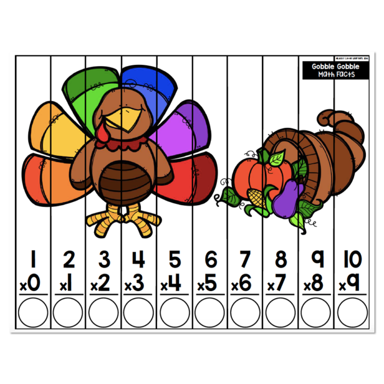 November Math Puzzle - Gobble Gobble - Math Facts - Lucky Little Learners