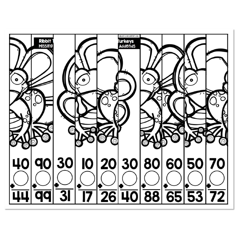 November Student Scrambled Math Puzzle - Ribbit Turkeys - Missing ...