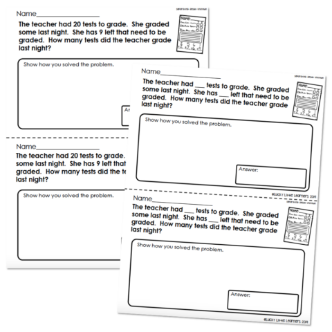 Numberless Word Problems - Separating - Result Unknown 7 - Lucky Little ...
