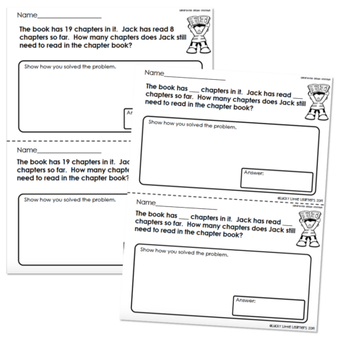 Numberless Word Problems - Separating - Result Unknown 8 - Lucky Little ...