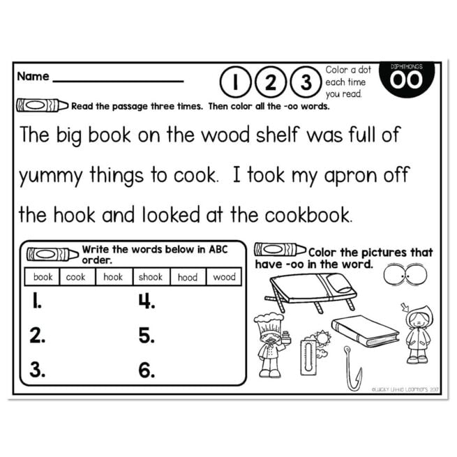 OO - Diphthongs Phonics Mats 1st Grade - Lucky Little Learners