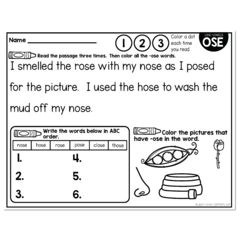 OSE - Long Vowel Phonics Mats 1st Grade - Lucky Little Learners