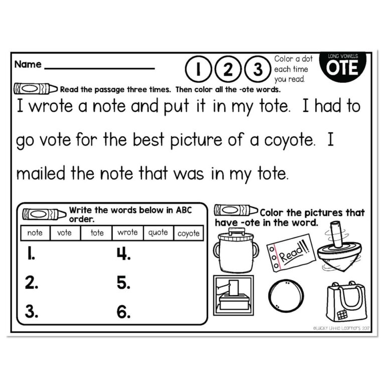 OTE - Long Vowel Phonics Mats 1st Grade - Lucky Little Learners