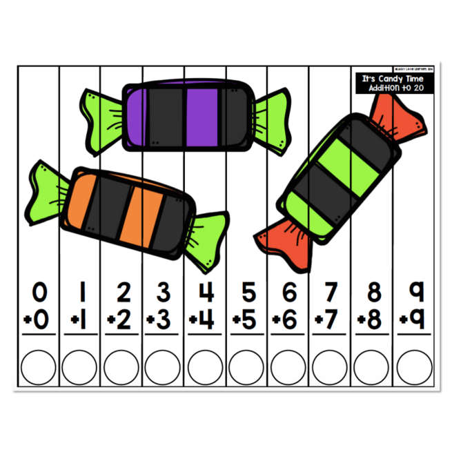 October Math Puzzle - It's Candy Time - Addition to 20 - Lucky Little ...