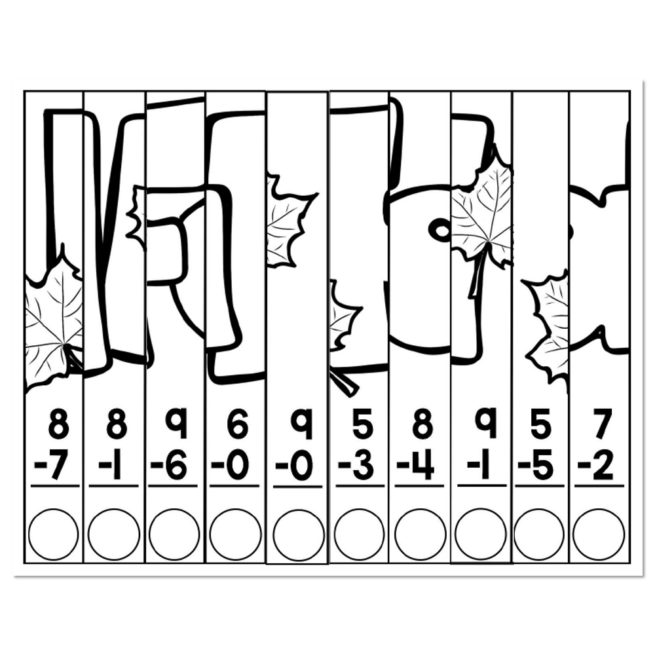 October Student Scrambled Math Puzzle - Fall is Here - Subtraction ...