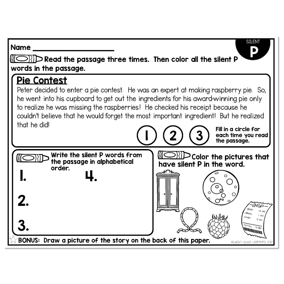 P - Silent Letters Phonics Mats 2nd Grade - Lucky Little Learners