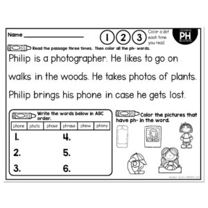 PH Beginning - Digraphs Phonics Mats 1st Grade - Lucky Little Learners