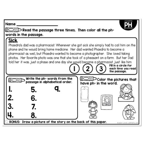 PH Beginning - Digraphs Phonics Mats 2nd Grade - Lucky Little Learners