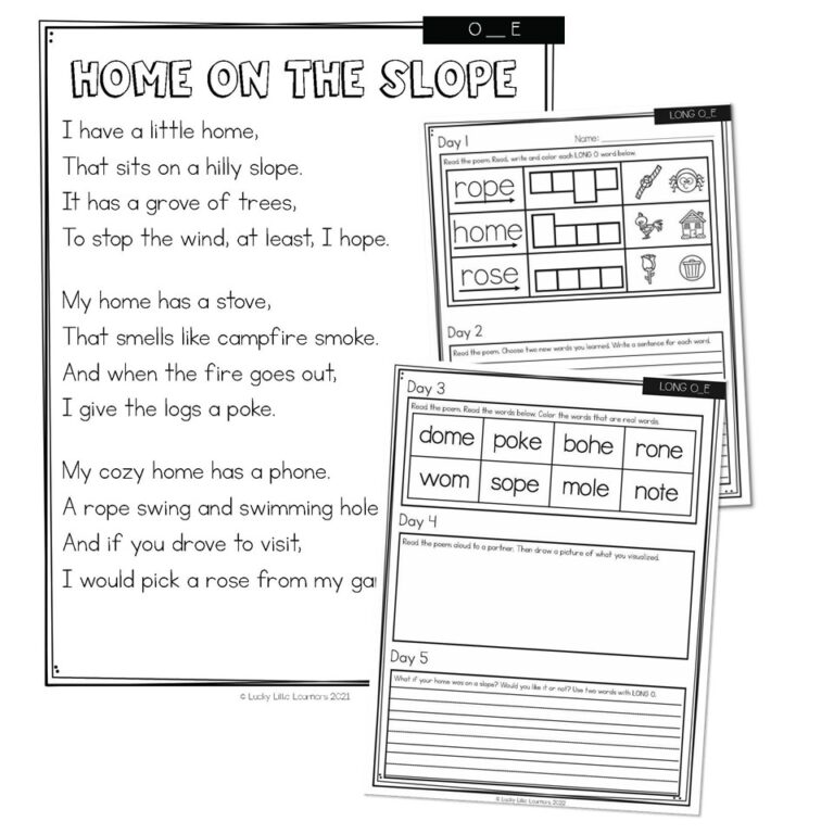 Phonics Poems - Long O Silent e - Lucky Little Learners