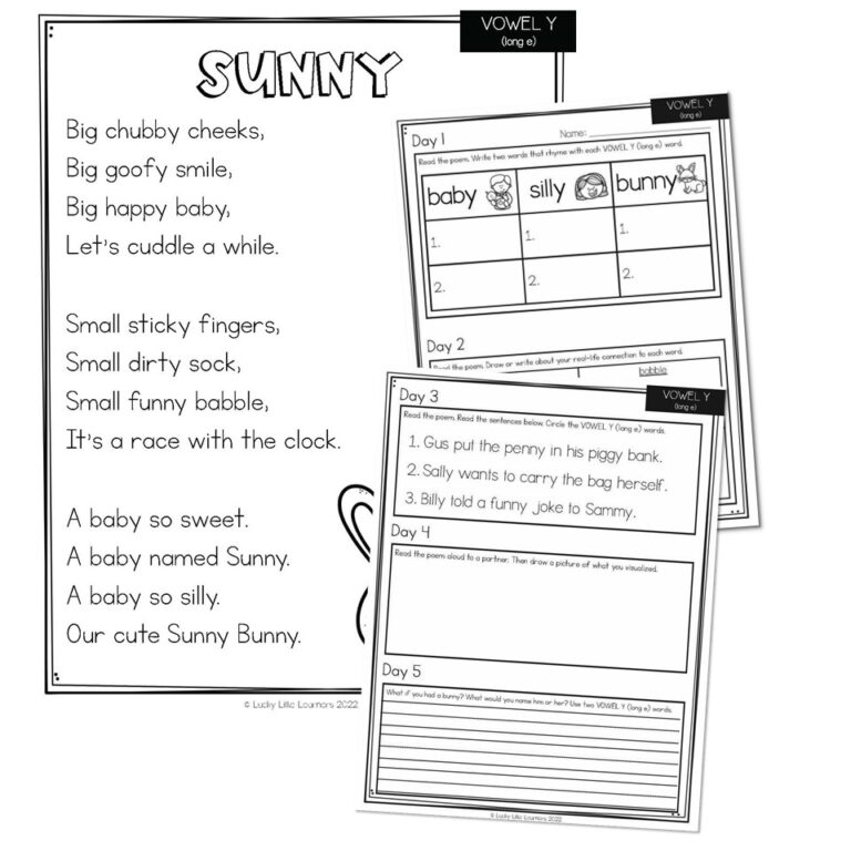Phonics Poems - Vowel Y Long E - Lucky Little Learners