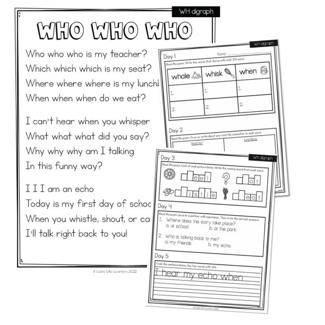 Phonics Poems - WH Digraph - Lucky Little Learners