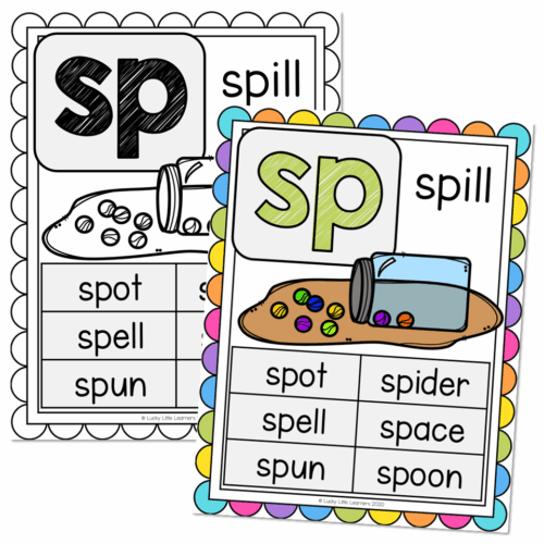 Phonics Posters - Blends, Endings, Digraphs Posters - sp - Lucky Little ...