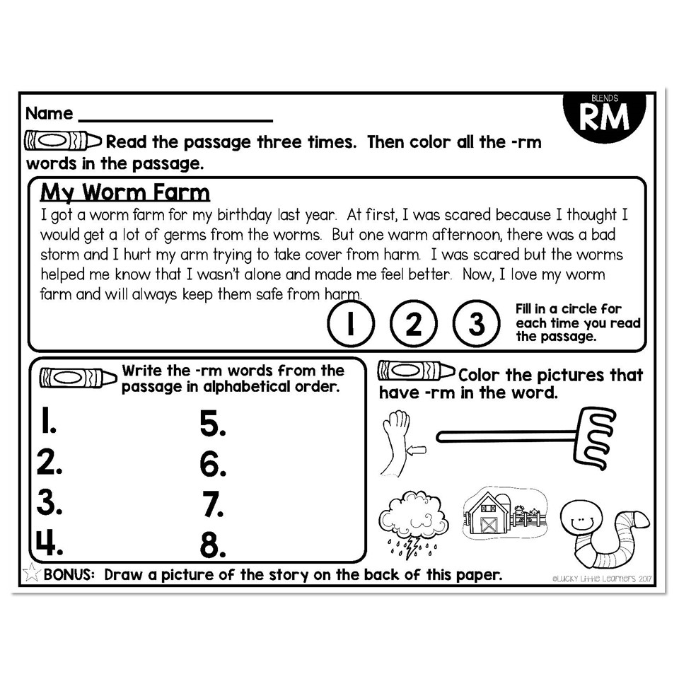 RM - Blends Phonics Mats 2nd Grade - Lucky Little Learners