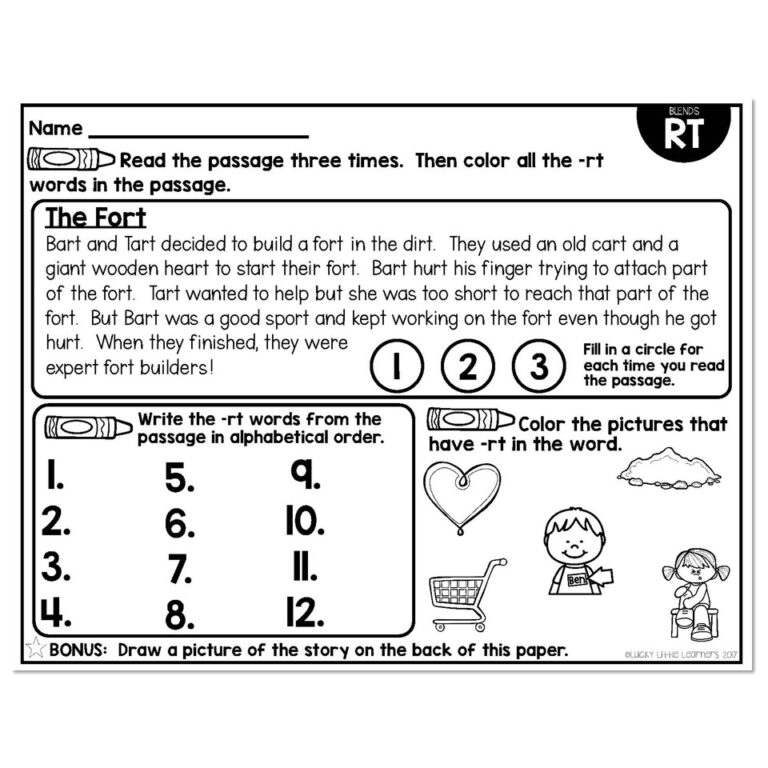 RT - Blends Phonics Mats 2nd Grade - Lucky Little Learners