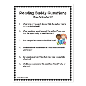 Reading Buddies Questions - Set #8 - Lucky Little Learners