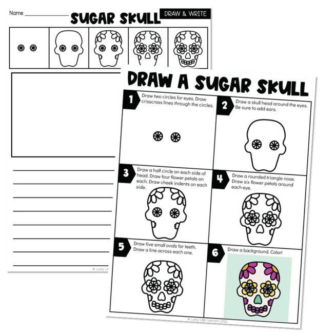 Social Studies - Directed Drawings - Following Directions - Sugar Skull ...