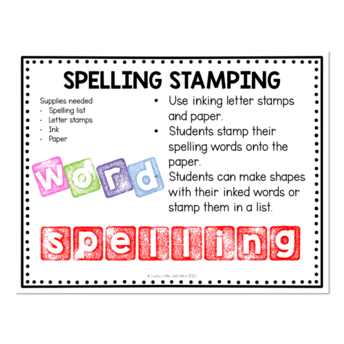 Spelling Word Work Practice - Spelling Stamping - Lucky Little Learners