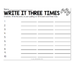Spelling Word Work Practice - Write it Three Times - Lucky Little Learners