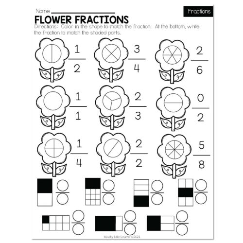 Spring - Early Finishers 2nd Grade - Math - Fractions - Flower ...