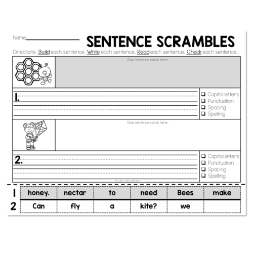 Spring Sentence Scrambles - Level 1 - Page 2 - Lucky Little Learners