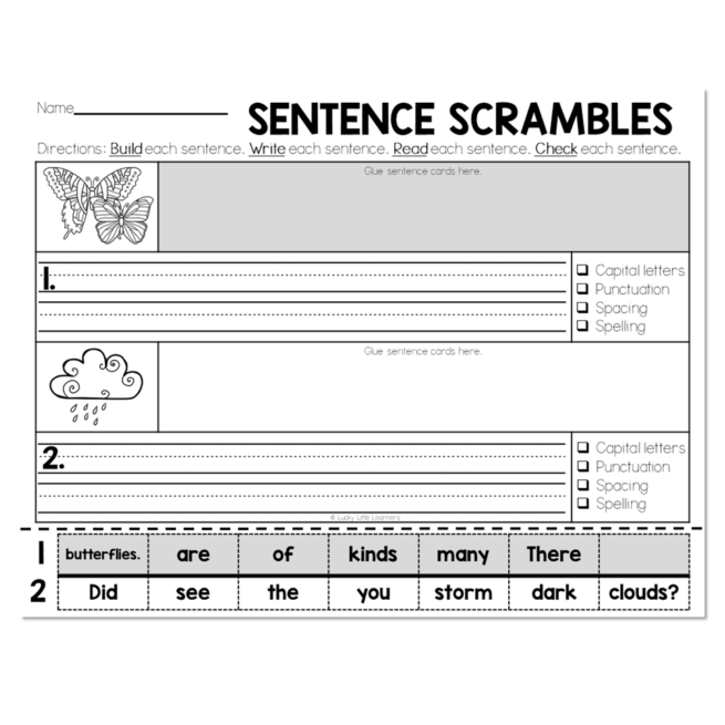 Spring Sentence Scrambles - Level 1 - Page 4 - Lucky Little Learners