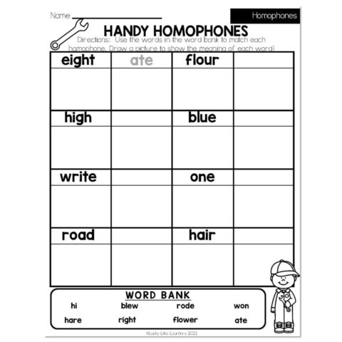 Summer - Early Finishers 2nd Grade - ELA - Homophones - Handy ...