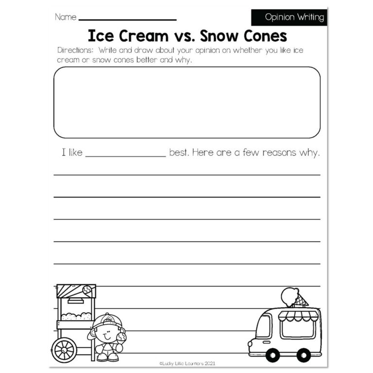 Summer - Early Finishers 2nd Grade - ELA - Opinion Writing - Ice Cream ...