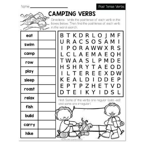 Summer - Early Finishers 2nd Grade - ELA - Past Tense Verbs - Camping ...