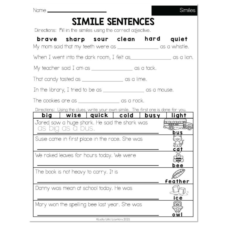 Summer - Early Finishers 2nd Grade - ELA - Similes - Simile Sentences ...