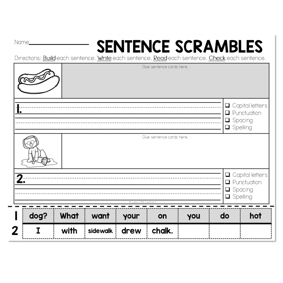 Summer Sentence Scrambles - Level 1 - Page 2 - Lucky Little Learners