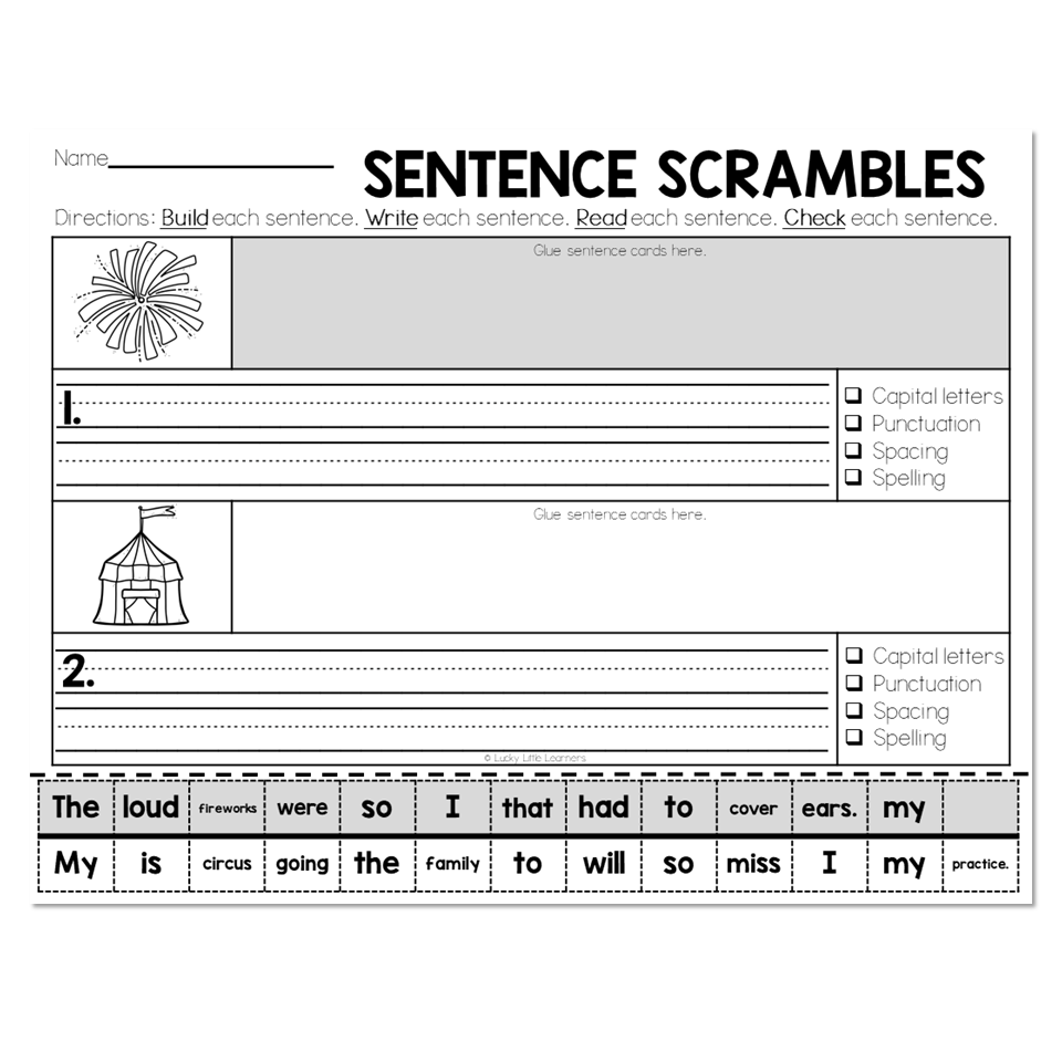 Summer Sentence Scrambles - Level 2 - Page 19 - Lucky Little Learners