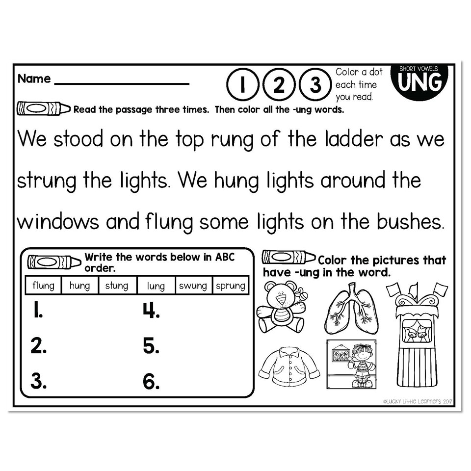 UNG - Short Vowel Phonics Mats 1st Grade - Lucky Little Learners