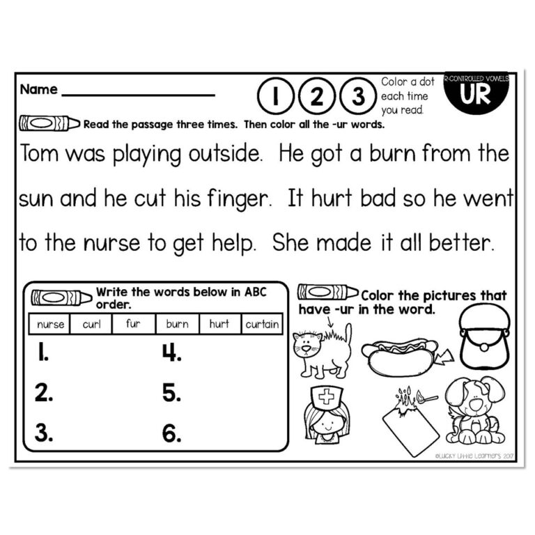 UR - R-Controlled Vowels Phonics Mats 1st Grade - Lucky Little Learners
