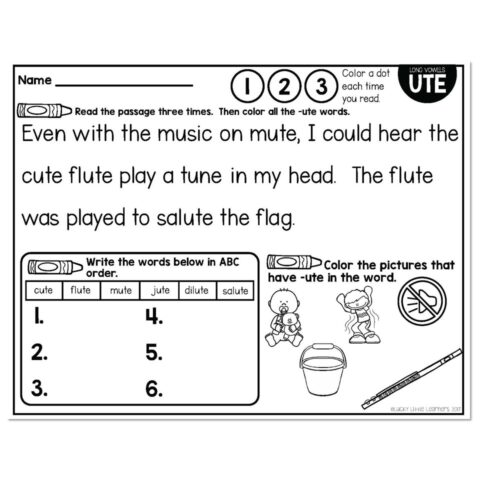 UTE - Long Vowel Phonics Mats 1st Grade - Lucky Little Learners