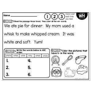 WH Beginning - Digraphs Phonics Mats 1st Grade - Lucky Little Learners