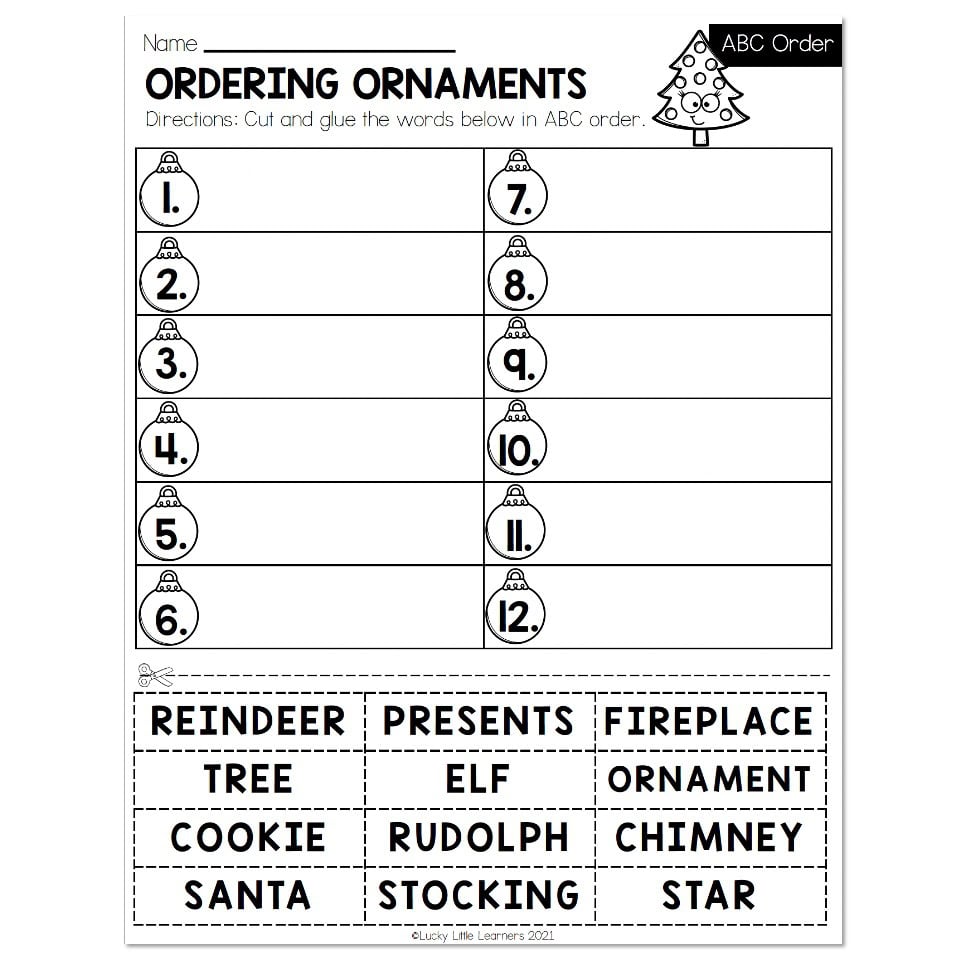 Winter Abc Order Worksheets
