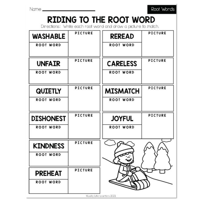 Winter- Early Finishers 2nd Grade - ELA - Root Words - Riding to the ...