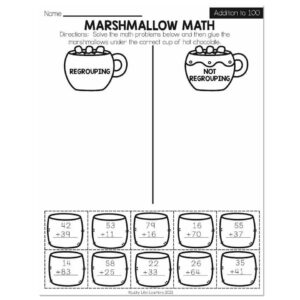 Winter - Early Finishers 2nd Grade - Math - Addition to 100 - Marshmallow Math - Lucky Little ...