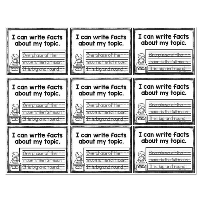 Writing Bulletin Board - Writing Goal Cards - Facts About Topic - Lucky ...